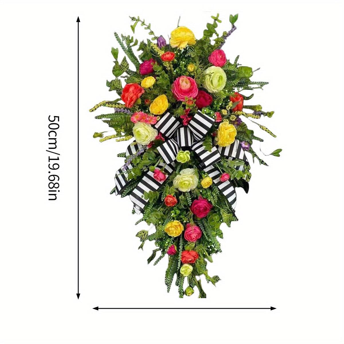 20/ 24 Inch Spring Teardrop Swag Floral Wreath for Front Door, Floral ...