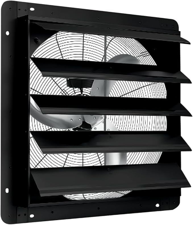 20" Shutter Exhaust Fan, 3500CFM Wall Mounted Attic Fan, High Speed Low ...