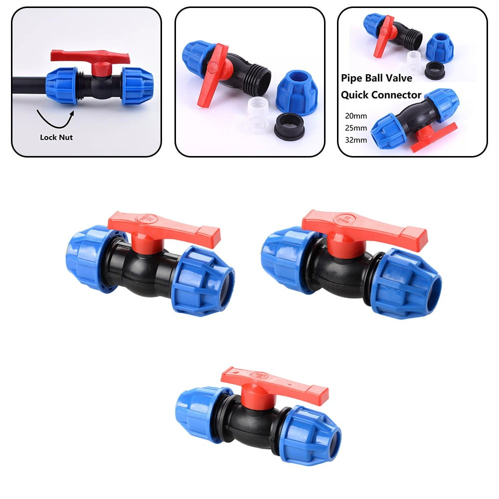 20/25/32mm Stop Tap Valve 2 PE Ball Valve Water Splitter Quick Valve ...