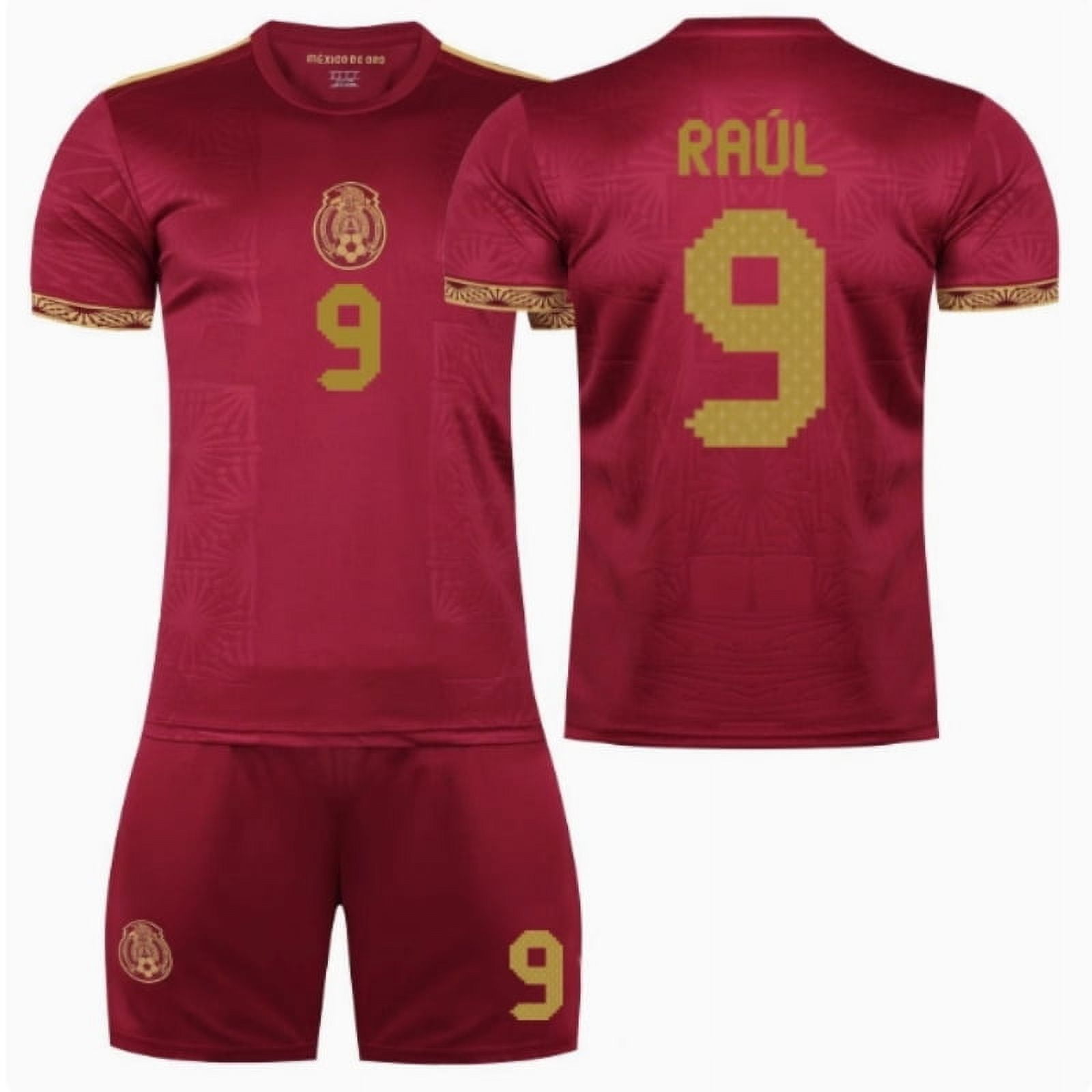 20/25 Football Suit Burgundy Gold Cup Mexico No.9 Kids & Adults Adult ...