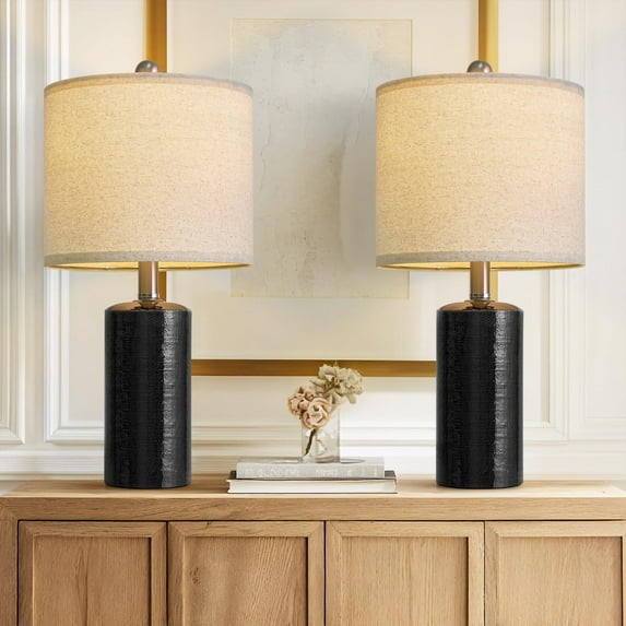 20.25" Small Single Table Lamp for Bedroom Modern Ceramic Nightstand ...