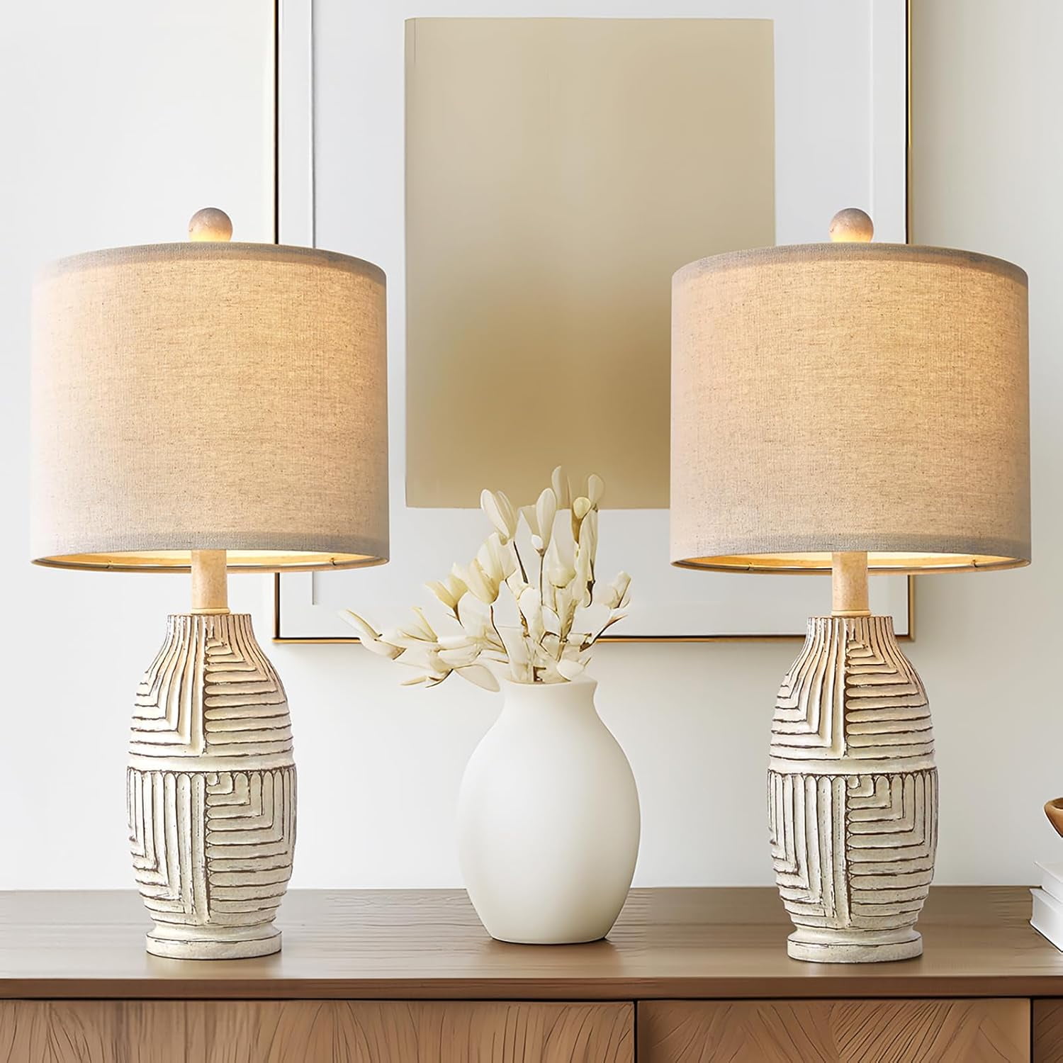 20.25" Table Lamps Set of 2 Farmhouse Lamps for Living Room Bedroom ...