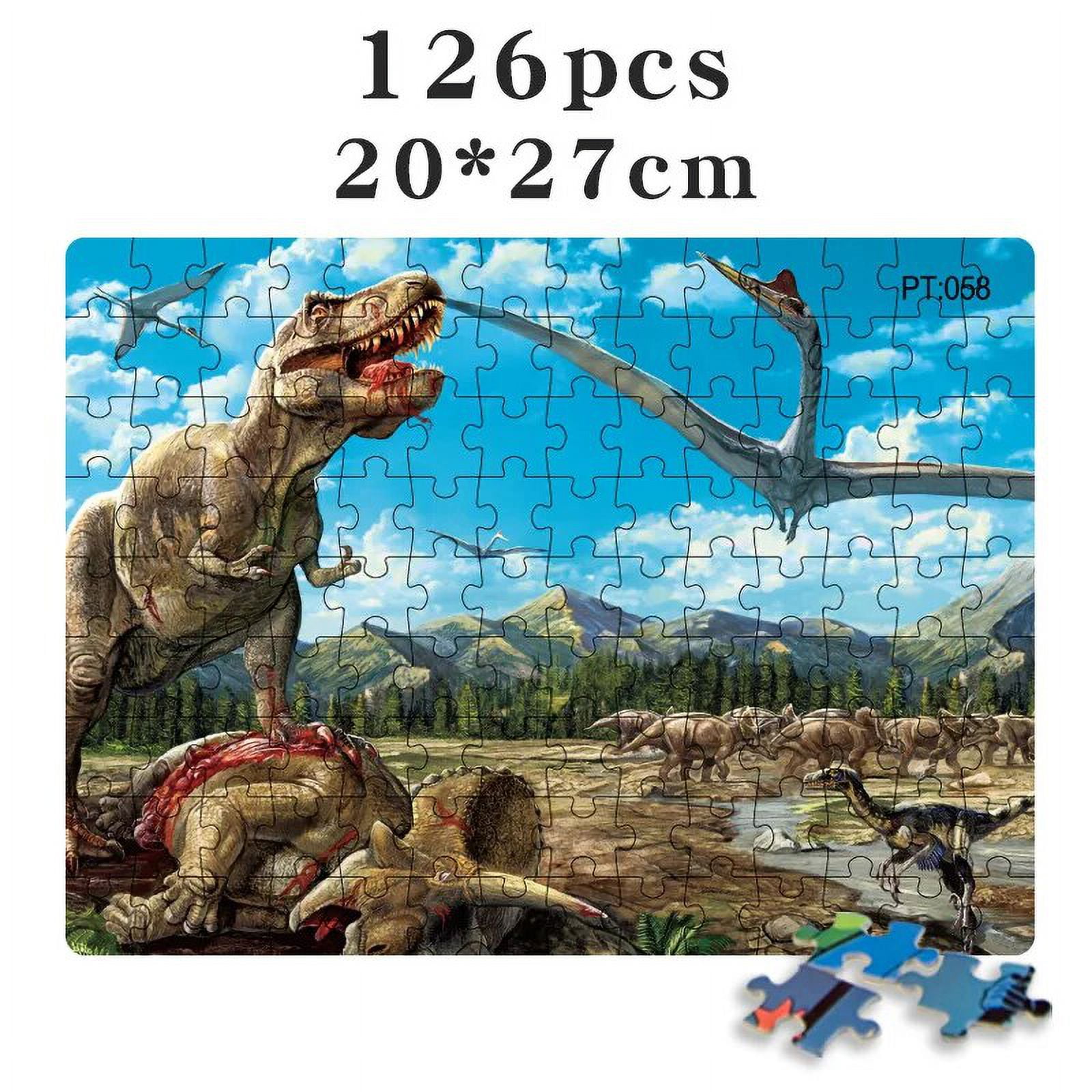 20*27cm Paper Jigsaw Puzzle 126pcs Dinosaur Series Opp Bag Packaging ...