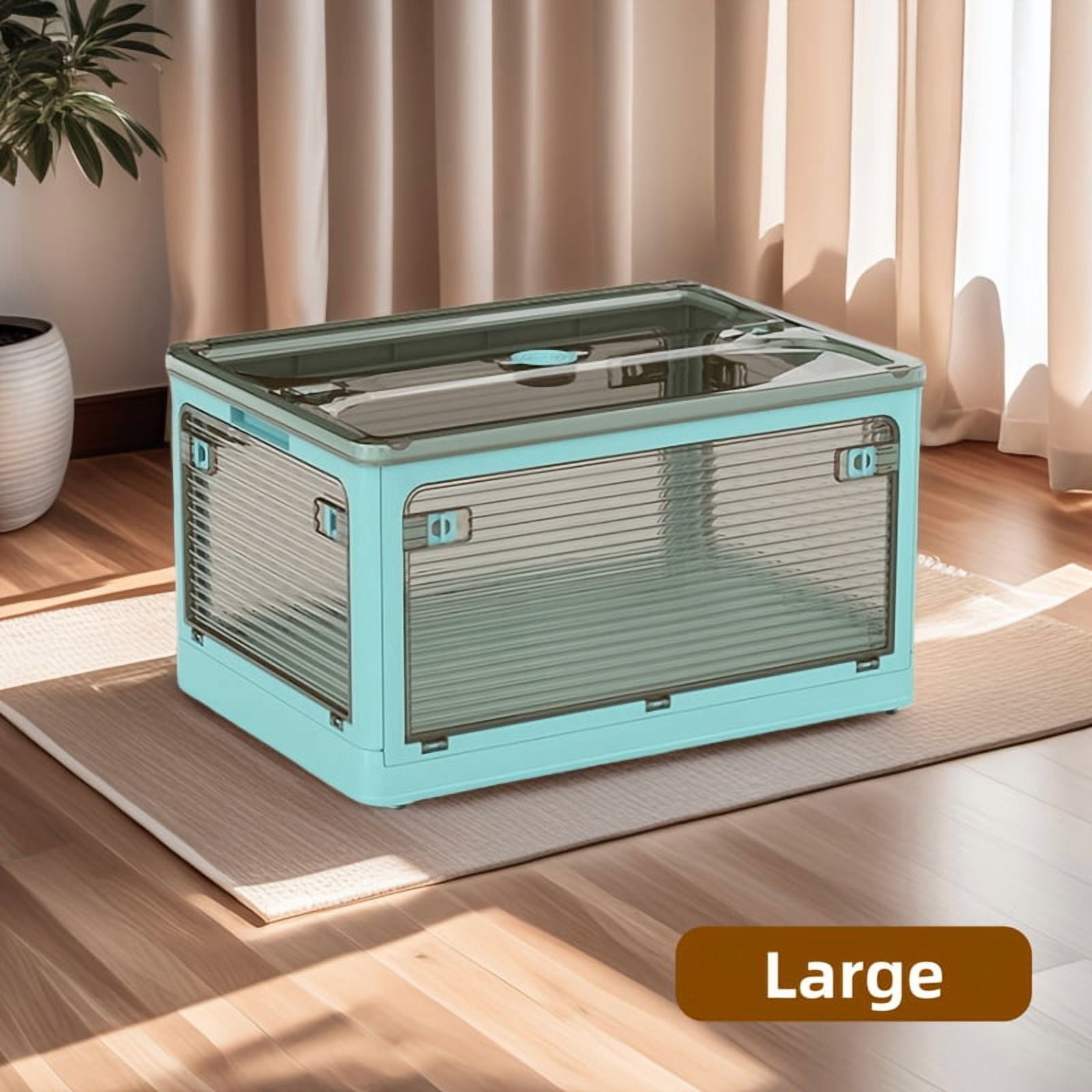 20.28" Foldable Storage Trunk - Clear Panel Organizer with Flip-Top Lid ...