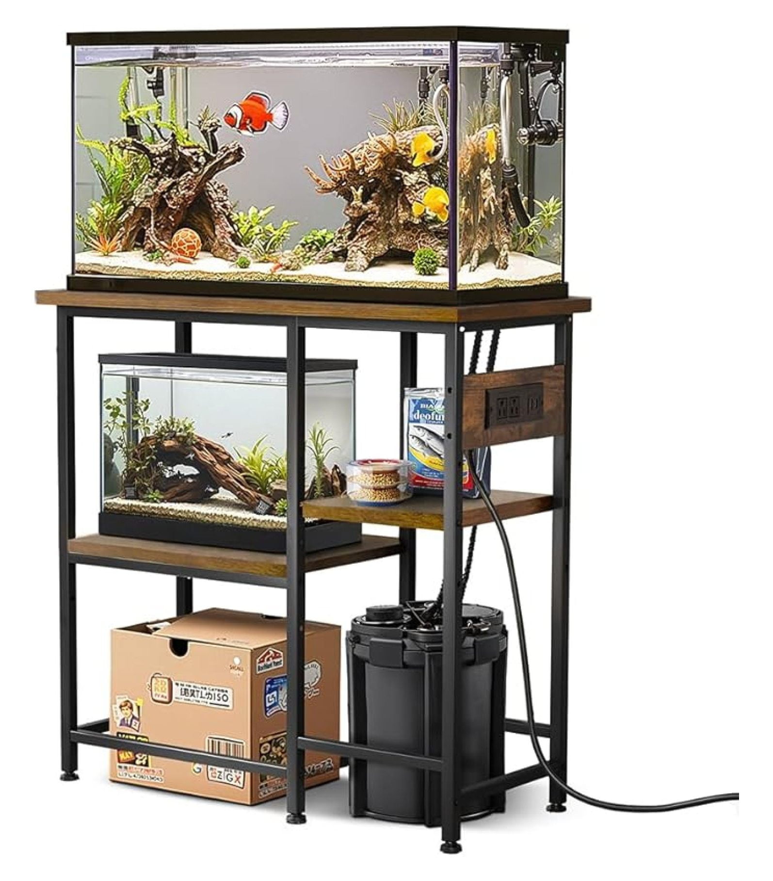 20-29-37 Gallon Fish Stand with Power Outlet, Metal Aquarium Stand with ...