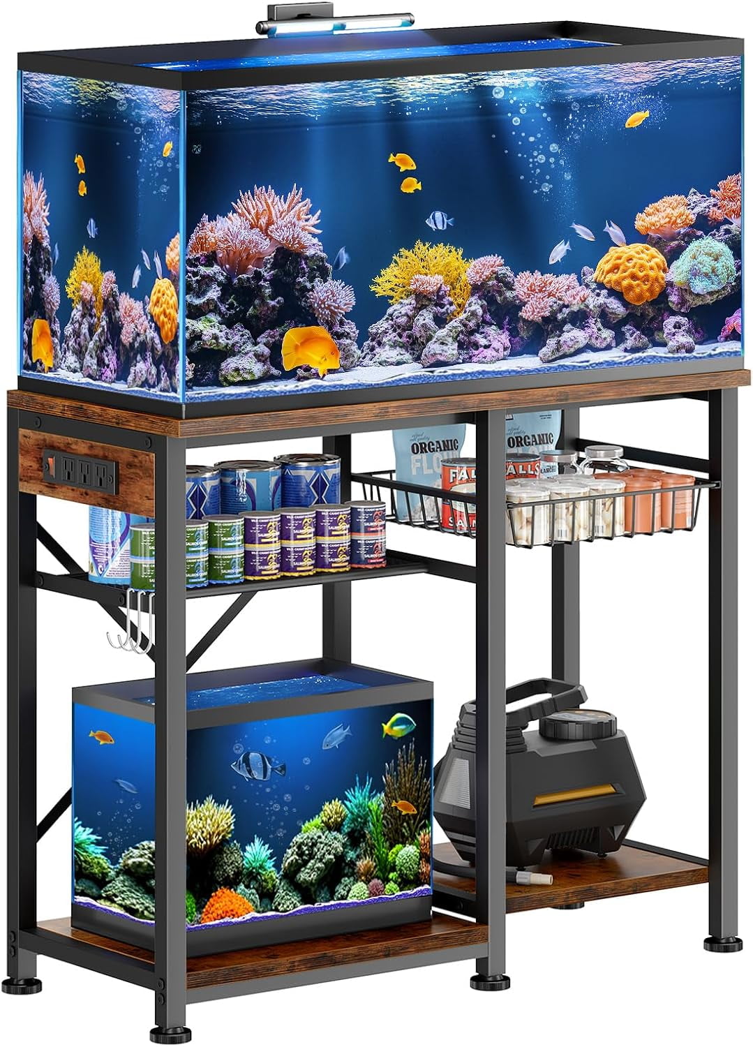 20-29 Gallon Aquarium Stand with 6 ft Power Strip, 5-Tier Metal Frame ...