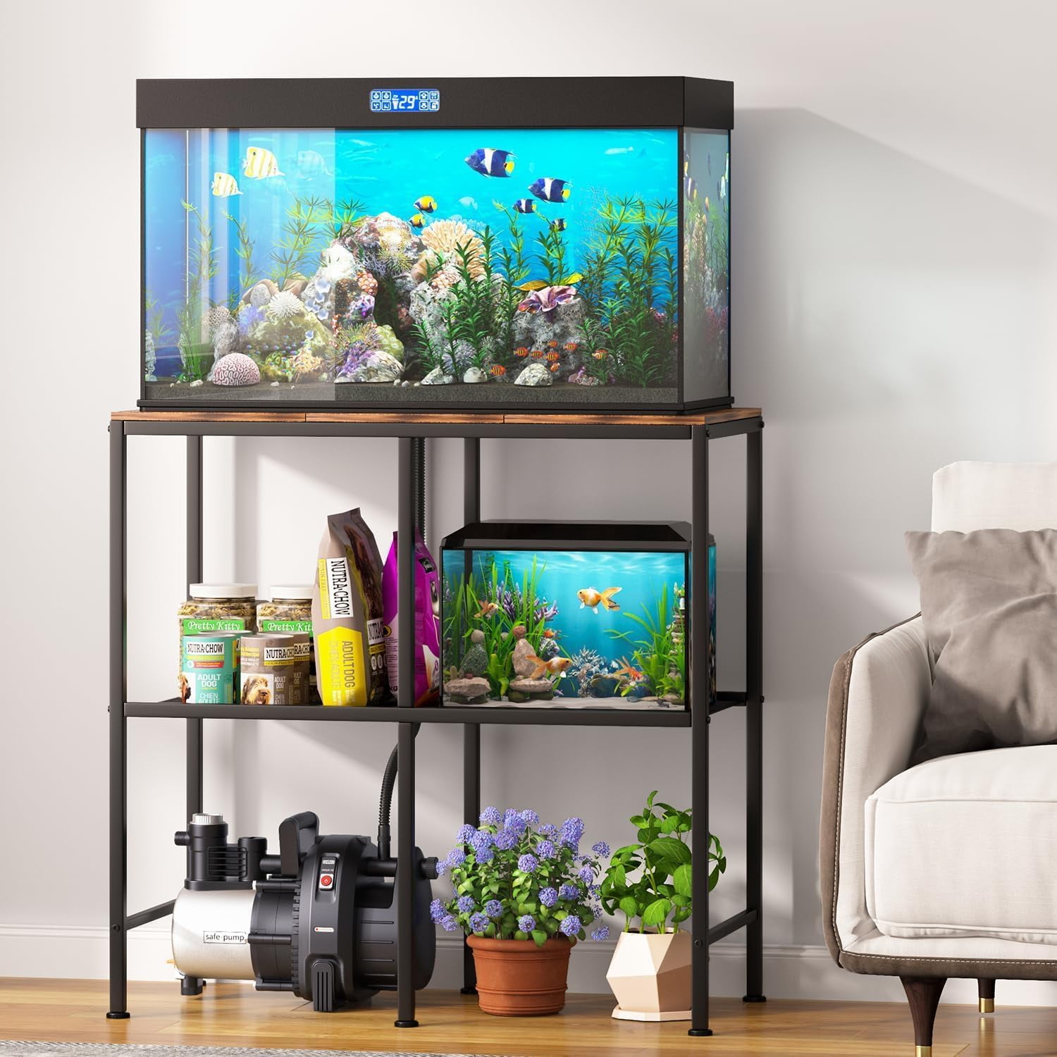 20-29 Gallon Fish Tank Stand, Aquarium Stand with 2-Tier Storage ...