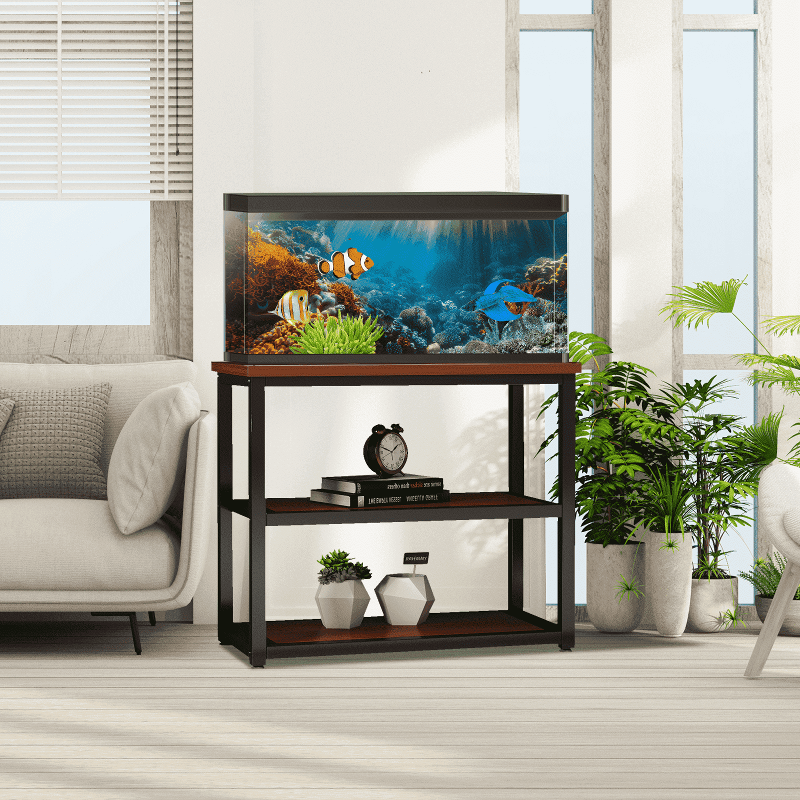 Avolander 20-29 Gallon Metal Fish Tank Stand, 3-Tier Aquarium Stand ...