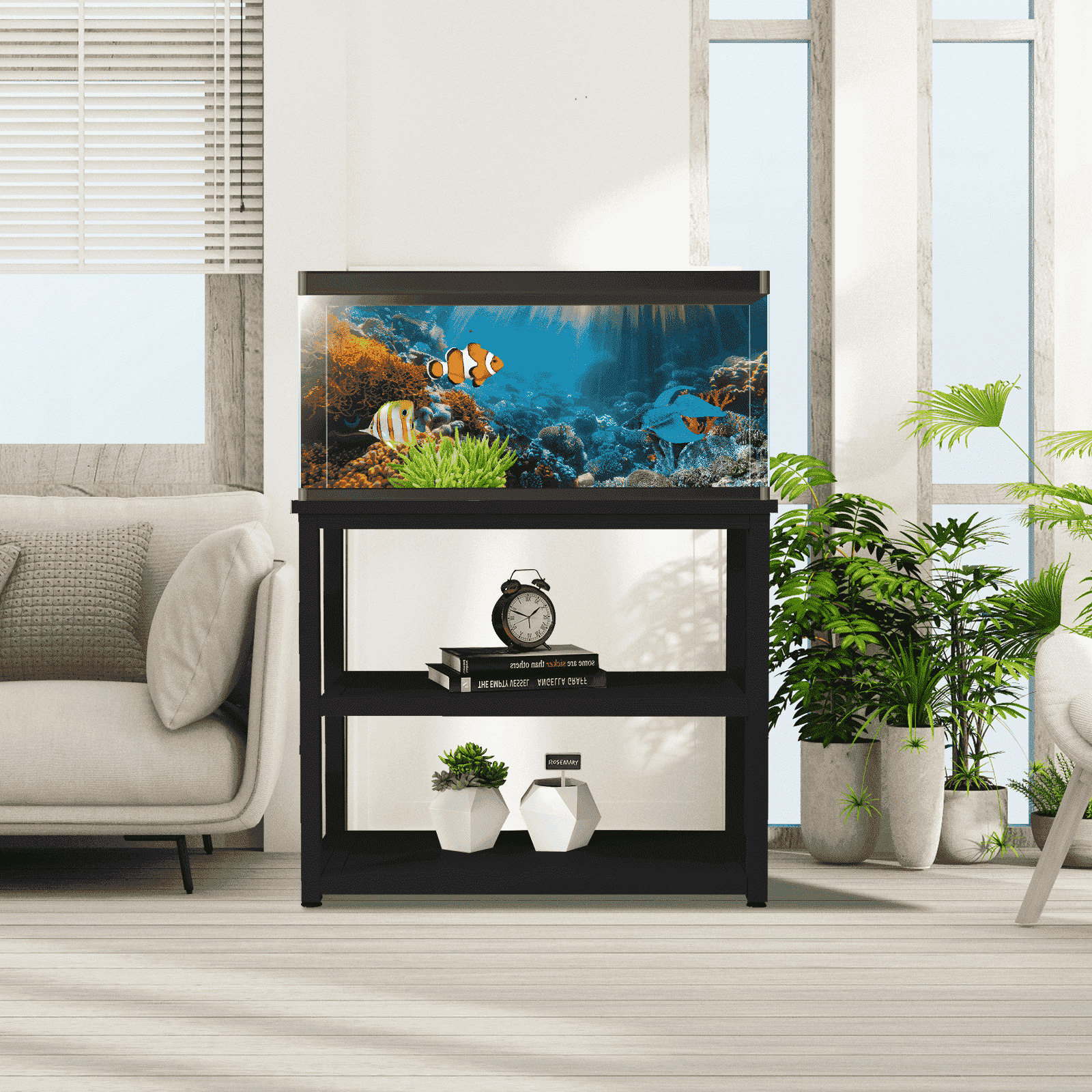 Avolander 20-29 Gallon Metal Fish Tank Stand, 3-Tier Aquarium Stand ...