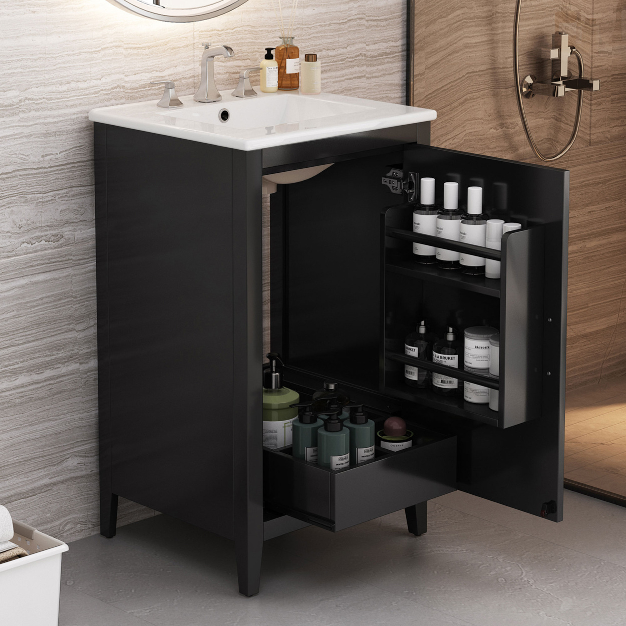 20.3" Bathroom Vanity with Sink, Small Single Vanity Cabinet with Soft ...