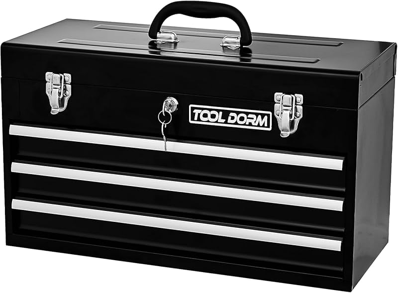 20.3“ Metal Tool Box with Drawer Portable Steel Metal Tool Box with ...