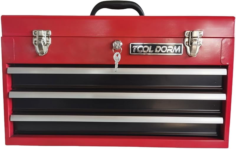 20.3“ Metal Tool Box with Drawer Portable Steel Metal Tool Box with ...