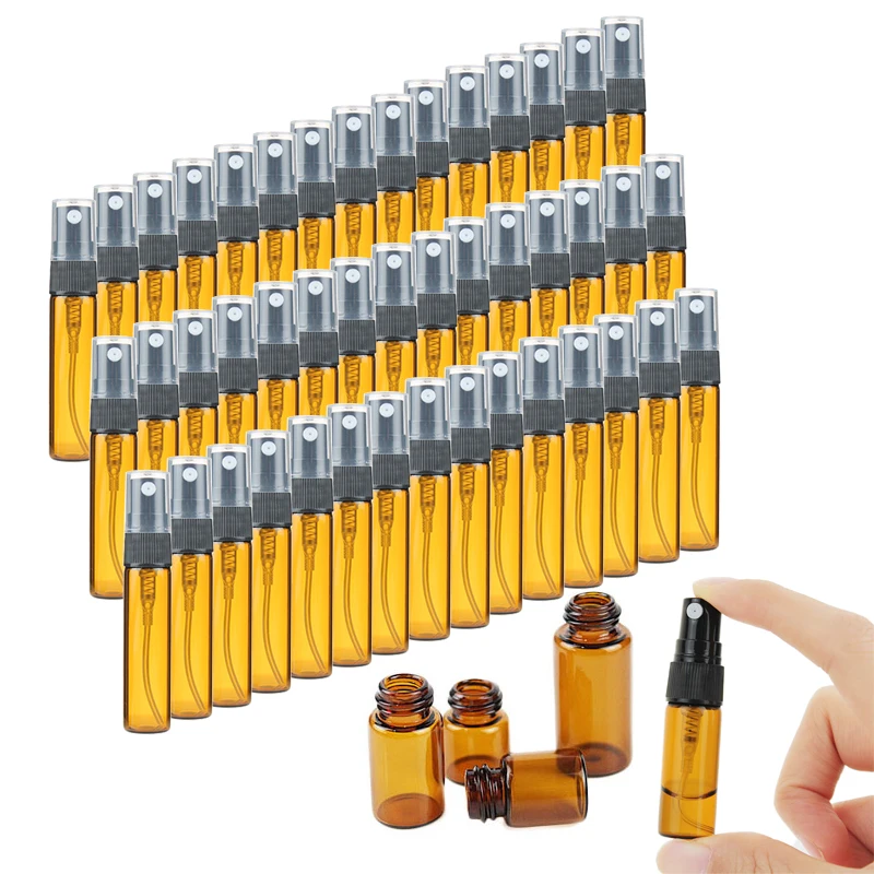 20/30/50/100pcs 3ml 5ml 10ml Amber Glass Perfume Bottle Atomizer ...