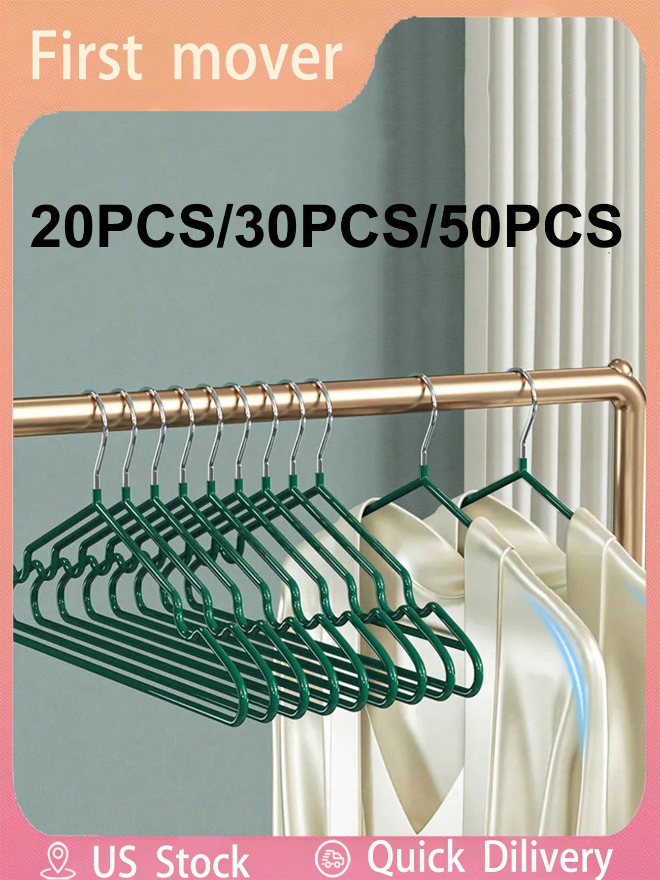 20/30/50-Pack Stainless Steel Clothes Hangers – Dip-Coated Non-Slip ...