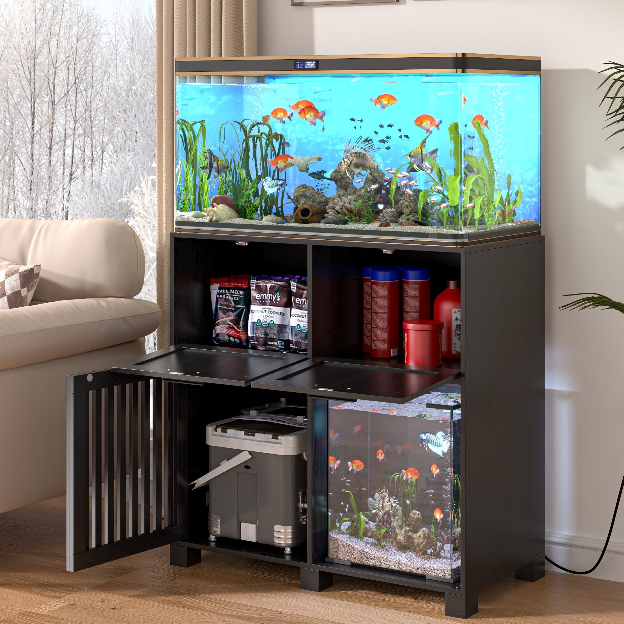 20-30 Gallon Fish Tank Stand, Aquarium Stand with Cabinet Storage, Fish ...
