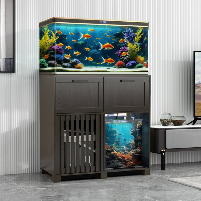 20-30 Gallon Fish Tank Stand with Power Outlets, Heavy Duty Aquarium ...