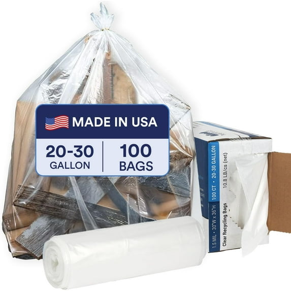 20-30 Gallon Trash Bags │ 1.5 Mil │ Clear Heavy Duty Garbage Can Liners ...