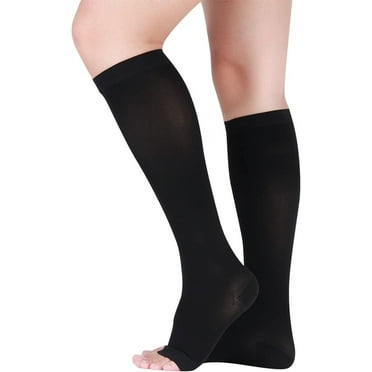 2 Pairs Zipper Pressure Compression Socks Stockings Leg - Open Toe Knee ...