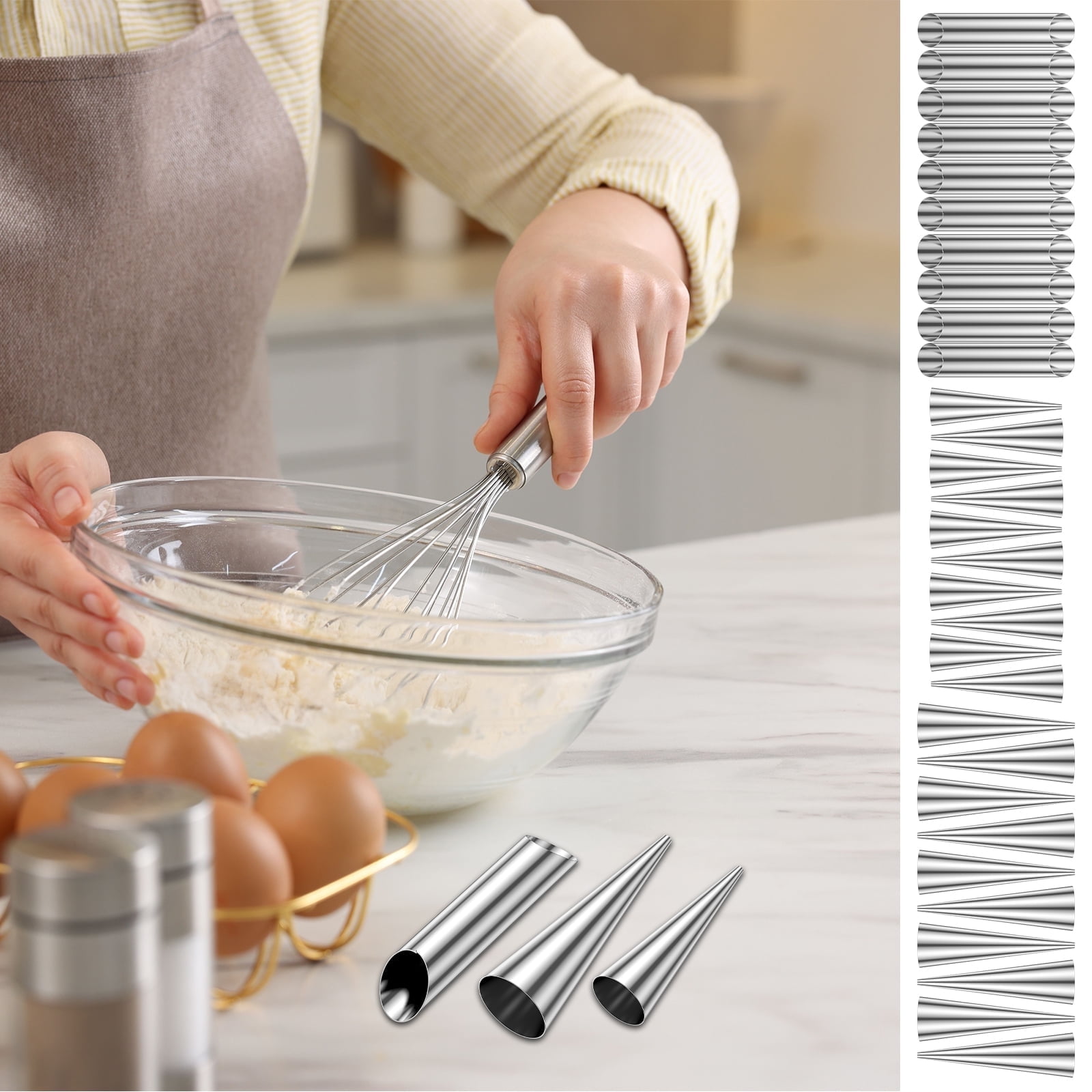 30Pcs Cannoli Forms Tubes Kits Non Stick Stainless Steel Cream Horn ...
