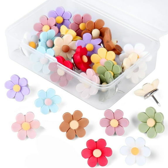 20/30Pcs Flower Head Push Pins Notice Board Thumb Tacks Cork Board Pins ...