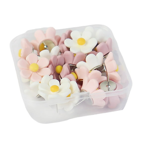 20/30Pcs Flower Push Pin Map Pins with Case Cork Notice Board Thumb ...