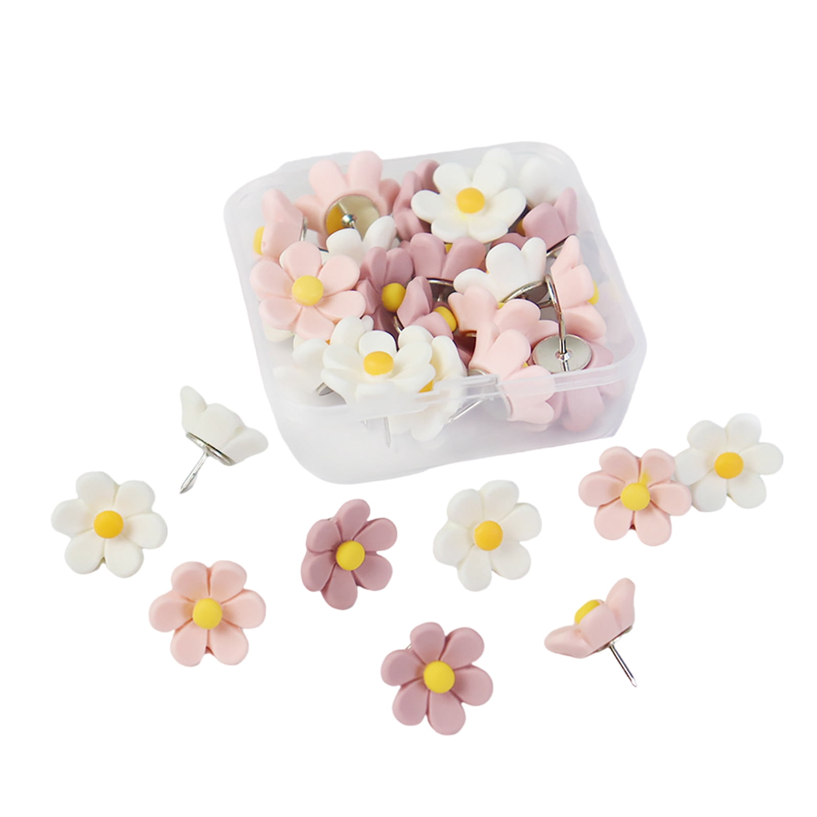 20/30Pcs Flower Push Pins for School Office Bulletin Board Cork Board ...