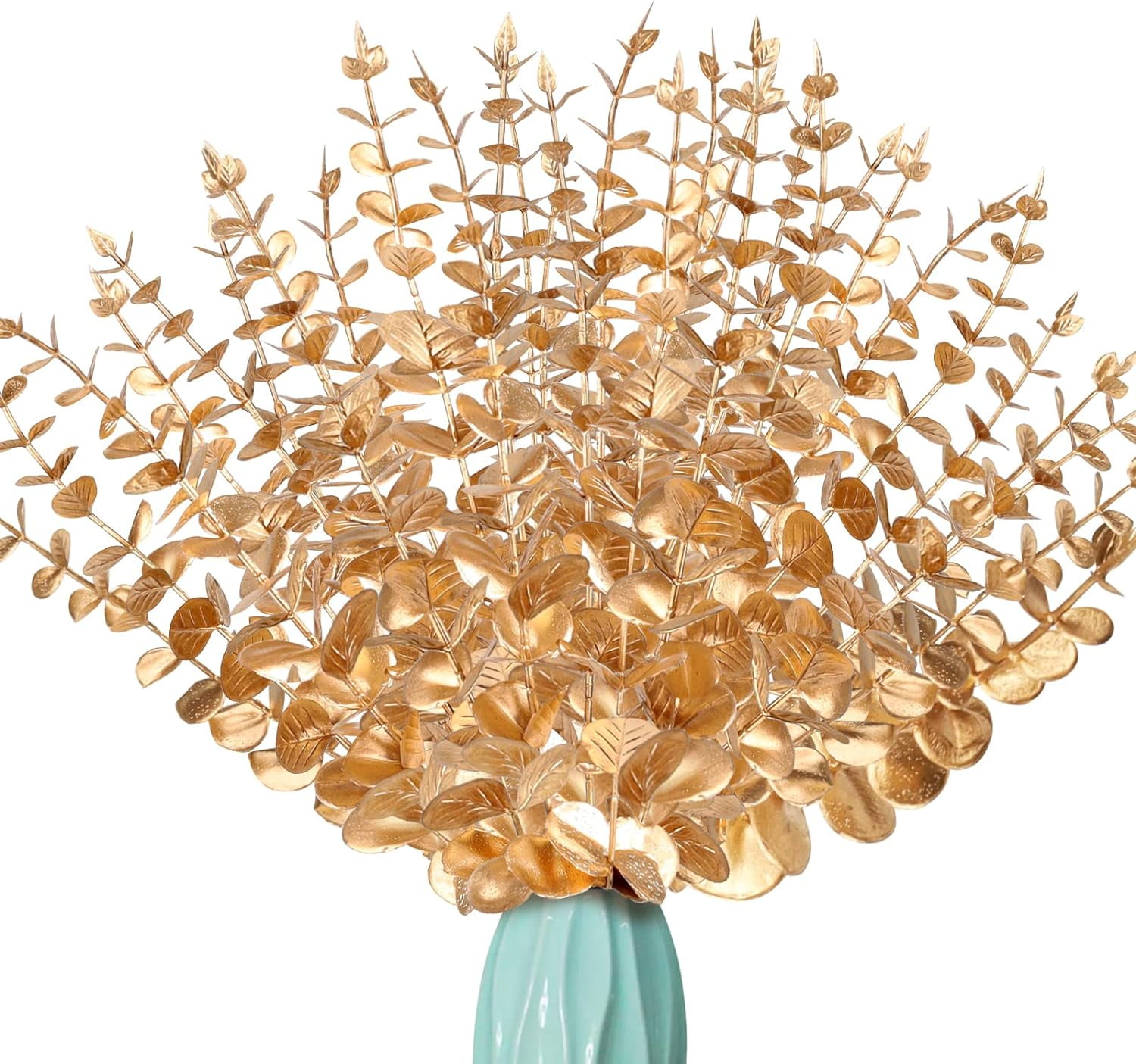 20/30Pcs Gold Artificial Eucalyptus Stems, 15 inch Artificial ...