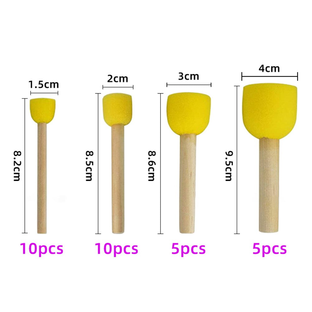20/30Pcs Premium Round Sponge Brush Set - Ideal For Kids Arts And ...