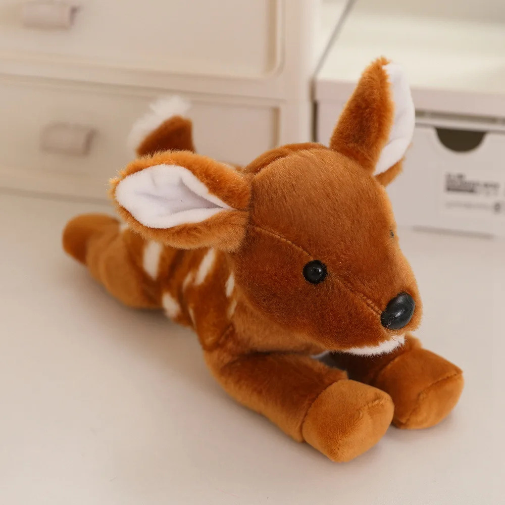 20/30cm Lying Forest Animal Stuffed Toys Lifelike Baby Animals Cute ...
