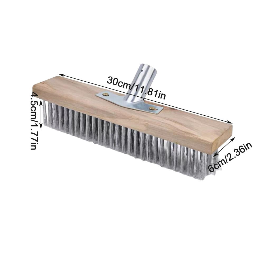 20/30cm Wire Broom Heavy-Duty Wire Broom Wooden Handle Garden Broom ...