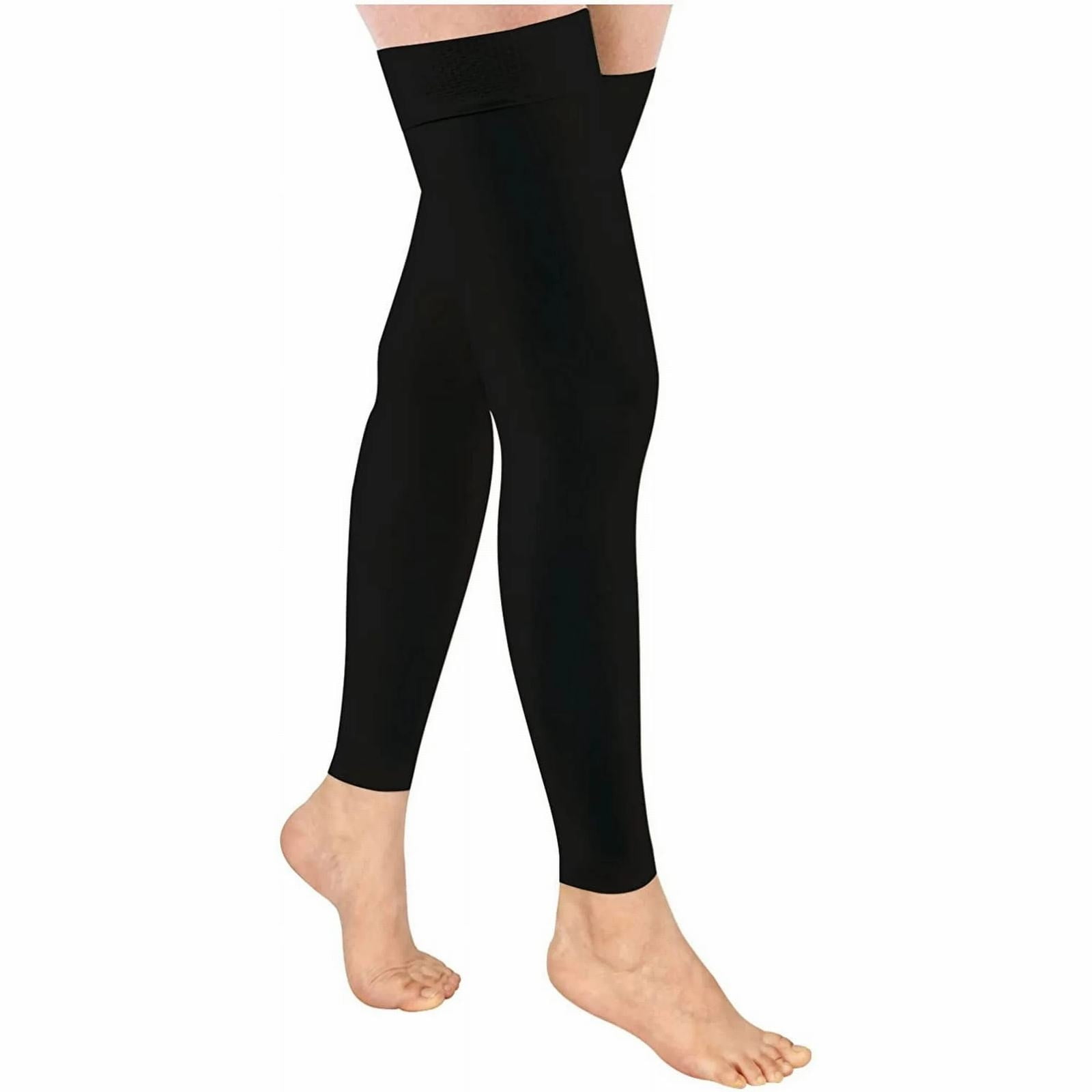 20 30mmHg Black Thigh High Footless Compression Stockings for Women ...