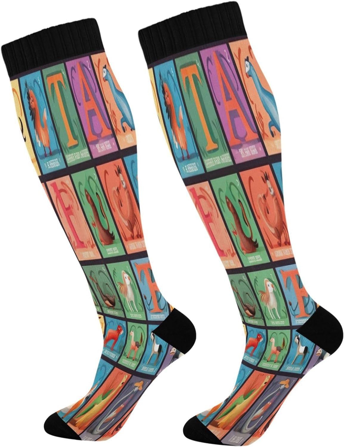 20-30mmHg Compression Socks for Men & Women Circulation Animal Alphabet ...