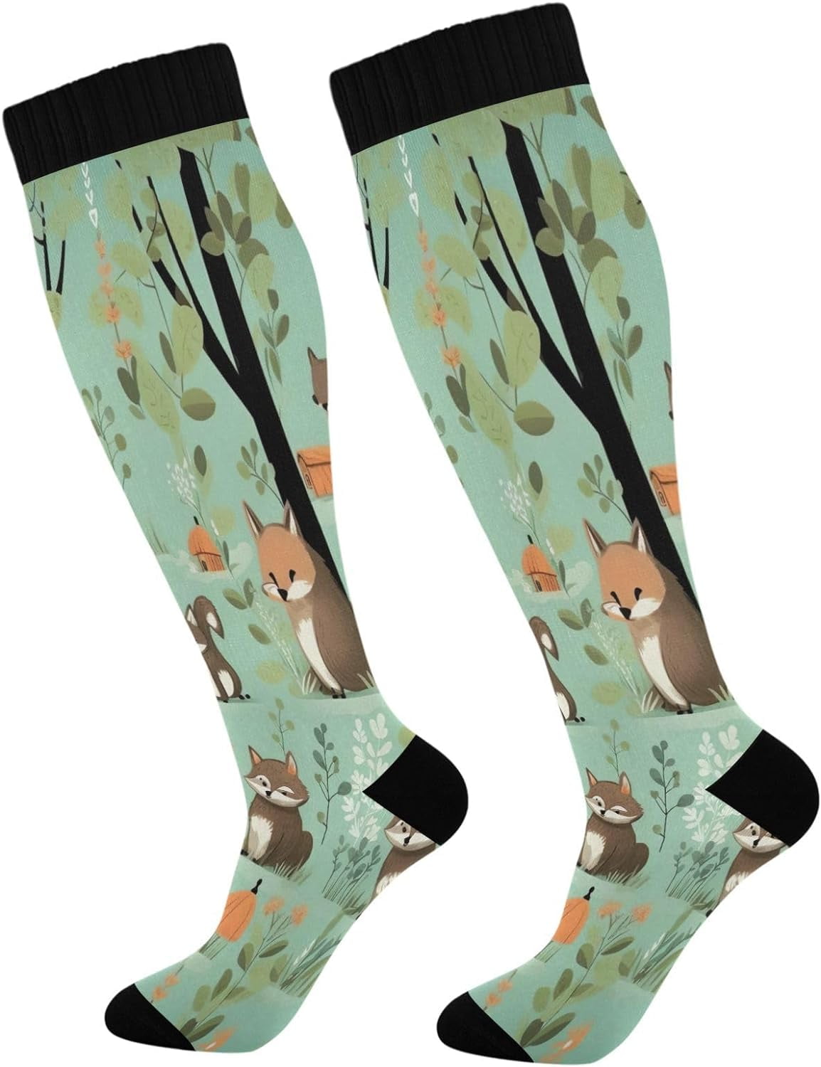 20-30mmHg Compression Socks for Men & Women Circulation Cute Fox Animal ...