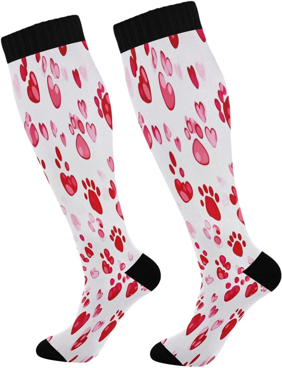 20-30mmHg Compression Socks for Men & Women Circulation Red Dog Paws ...