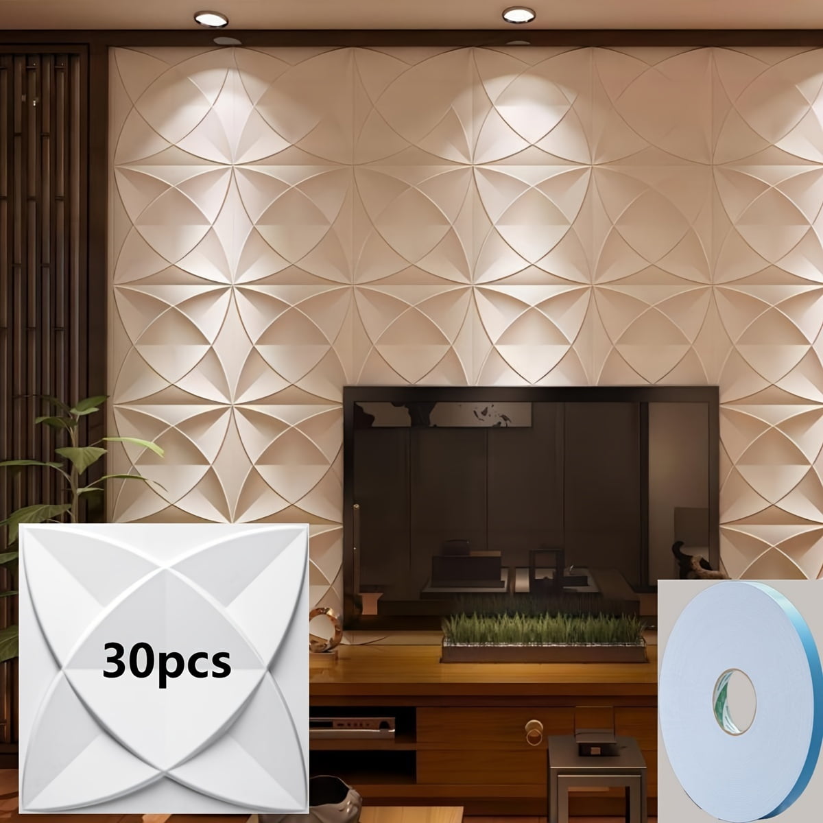 20/30pcs 3D Three-Dimensional Rhombus Textured Wall Panels, Waterproof ...