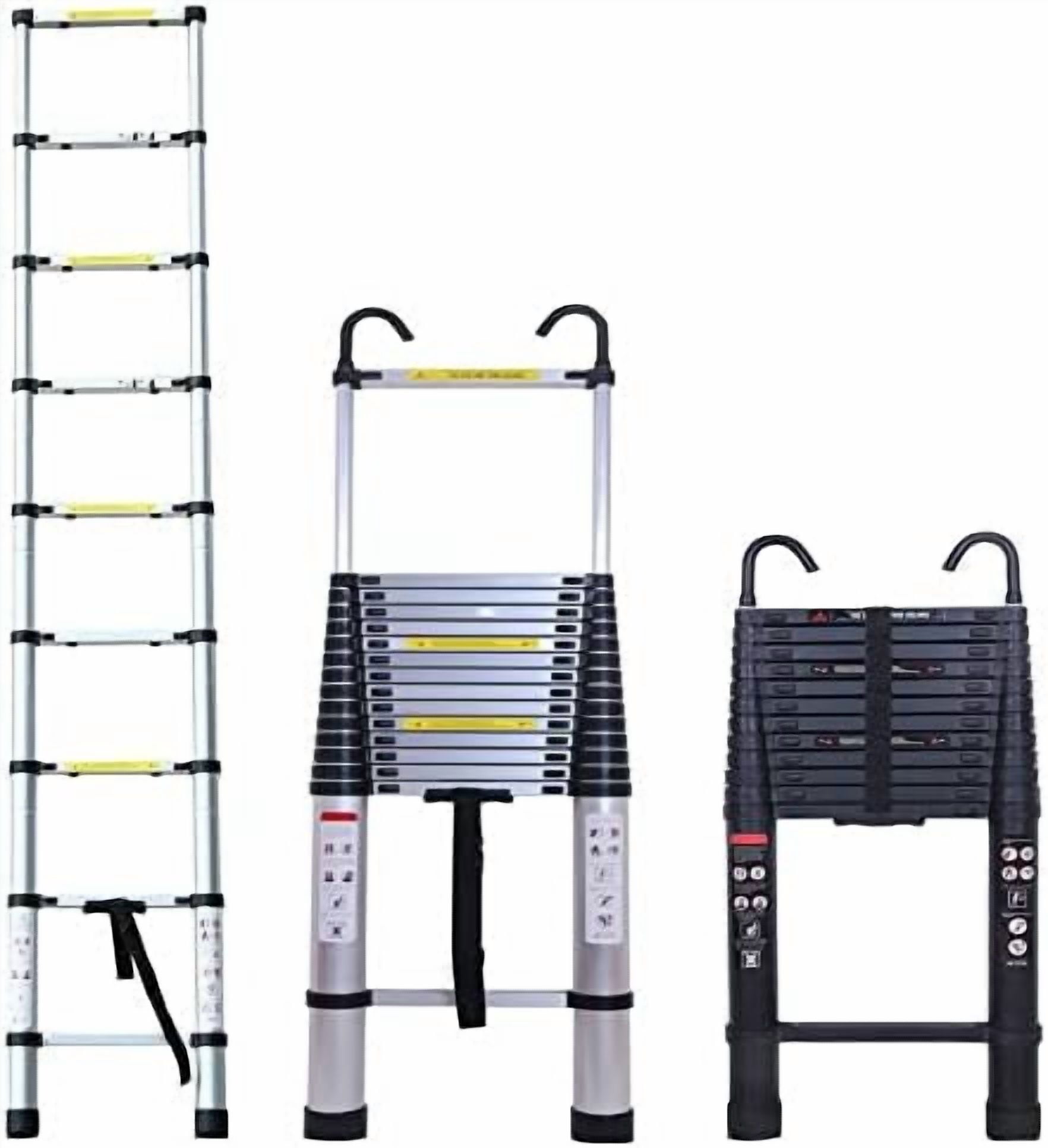 20.3FT Telescoping Folding Ladder - Aluminum Telescopic Extension 15 ...