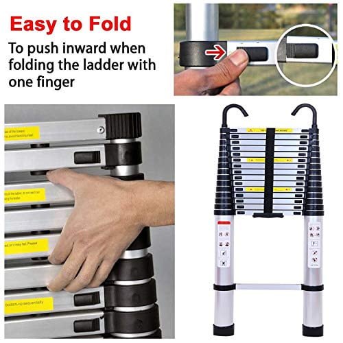 20.3FT Telescoping Folding Ladder - Aluminum Telescopic Extension 15 ...