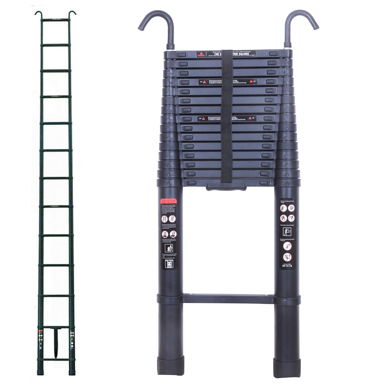 20.3ft Telescoping Ladder Black Extension Folding Ladder Aluminum Multi ...