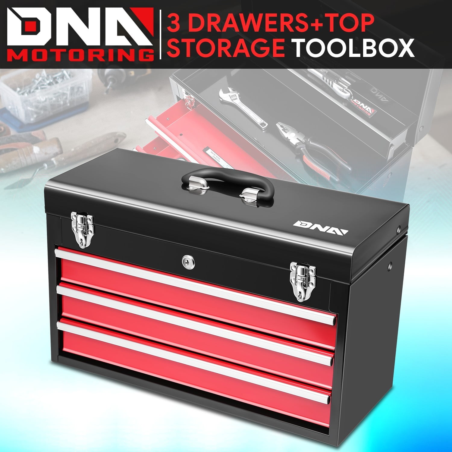 20.4" 3 Drawers Flat Top Steel Portable Hand Carry Multiple Storage ...