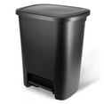 20.4-Gallon Step-On Plastic Large-Capacity Kitchen Trash Can (Black ...
