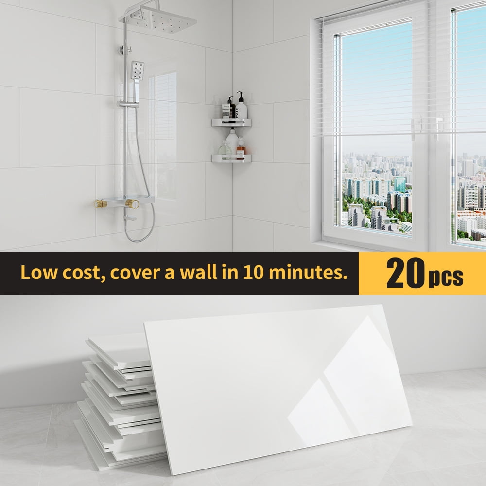 20/40-Pack Glossy Marble Peel & Stick Wall Panels - Self-Adhesive ...