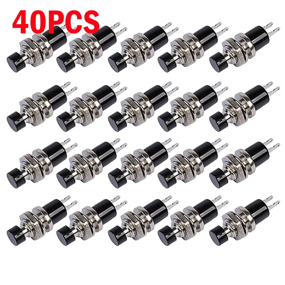 20/40PCS Lockless Momentary ON/OFF Push button Red/Black Mini Switch ...