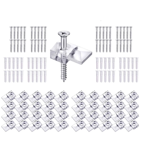 20/40Pcs Mirror Mounting Clips Mirror Holder Clips Clear Plastic Mirror ...