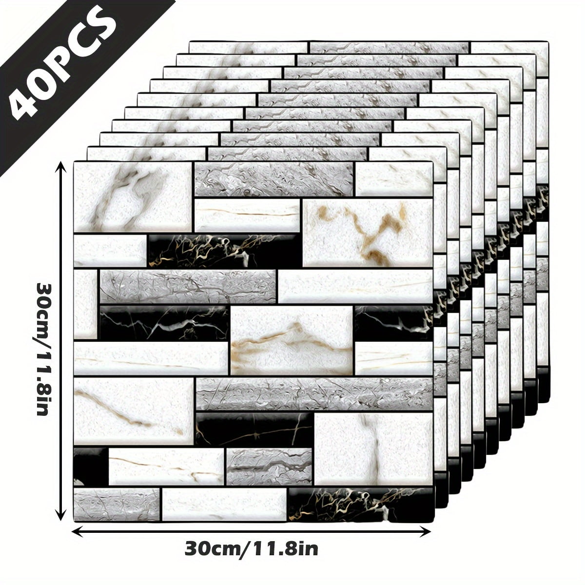 20/40pcs 3D Faux Brick Design Wall Decals, Festive Ceramic Tile ...