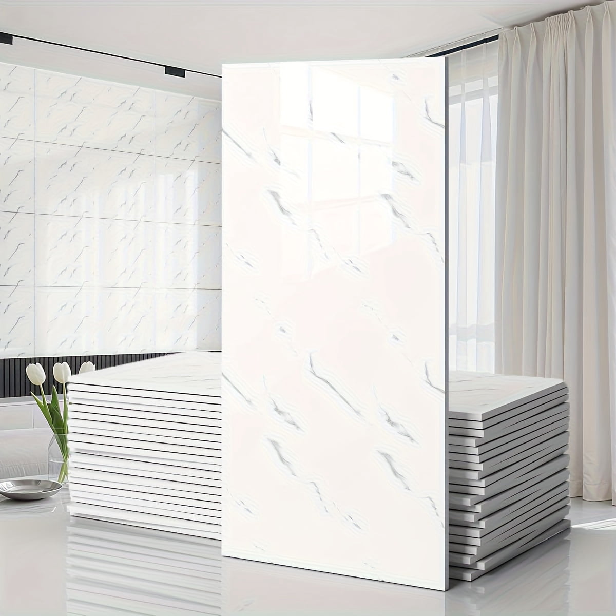 20/40pcs Large Self-Adhesive Marble Wallpaper Decals-White Removable ...