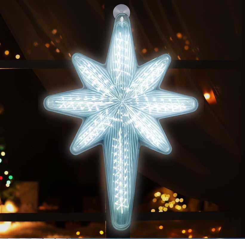 20" 44 LED Bethlehem Star with Movement,3D Bethlehem Star Digital Flash ...