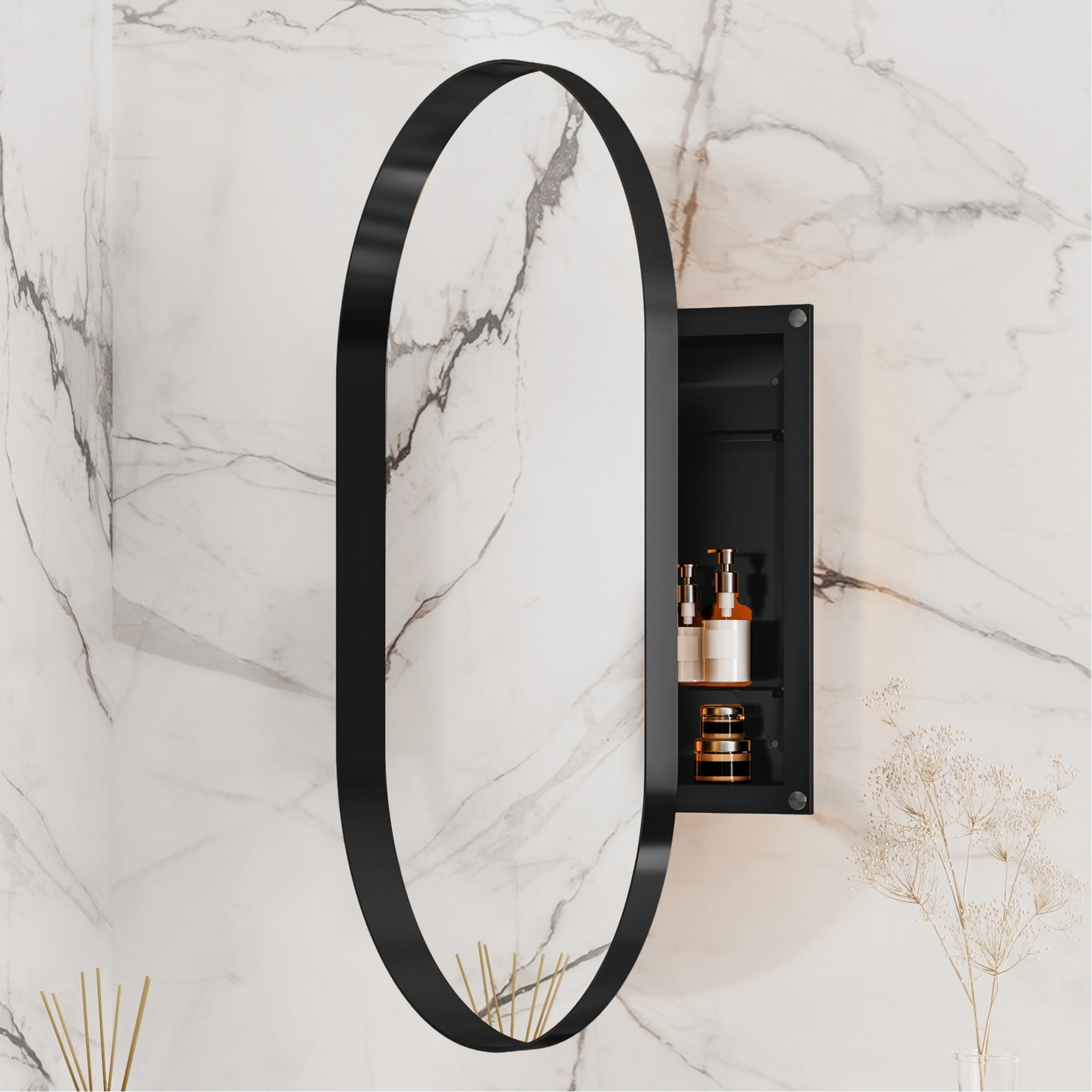 20.47 in Wide Metal - Anti - Corrosion Wall Mirror Storage - Recessed ...