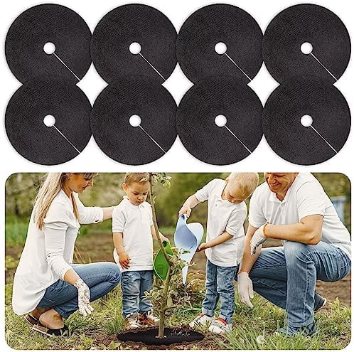 20.5" Non-Woven Tree Mulch Ring 8 Pack, Weed Barrier Mat,Degradable ...