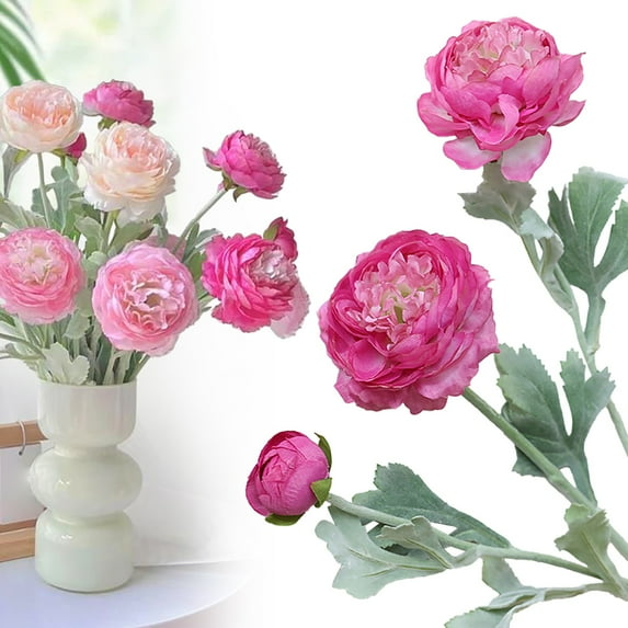 20.5" Champagne Artificial Peonies & Ranunculus Combo - Lifelike Faux ...