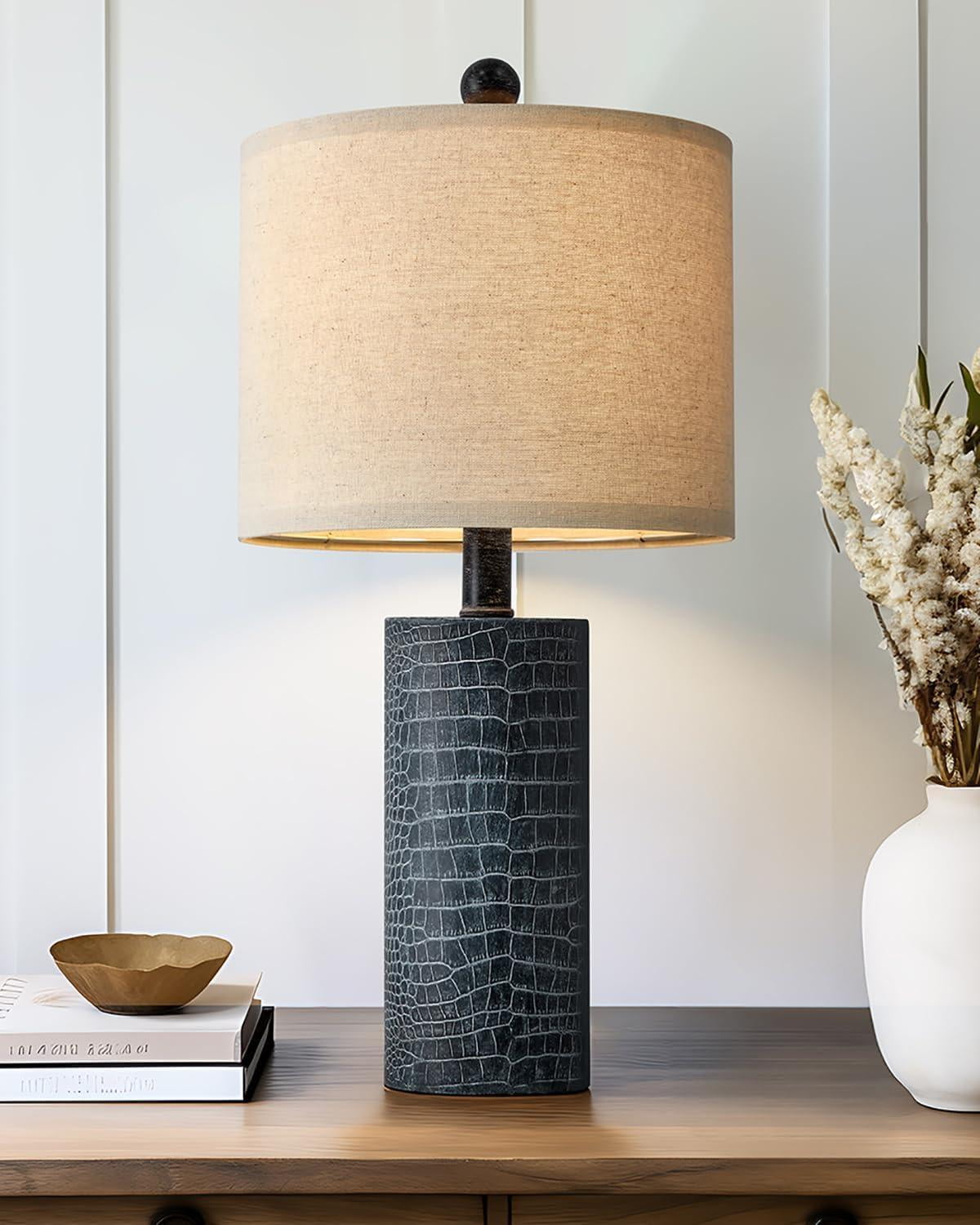 20.5" Farmhouse Lamp Single Resin Table Lamps for Living Room Bedroom ...
